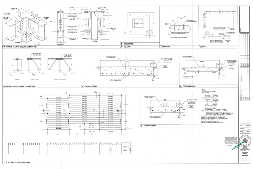 Mezzanine Structural Engineer Stamped Drawings