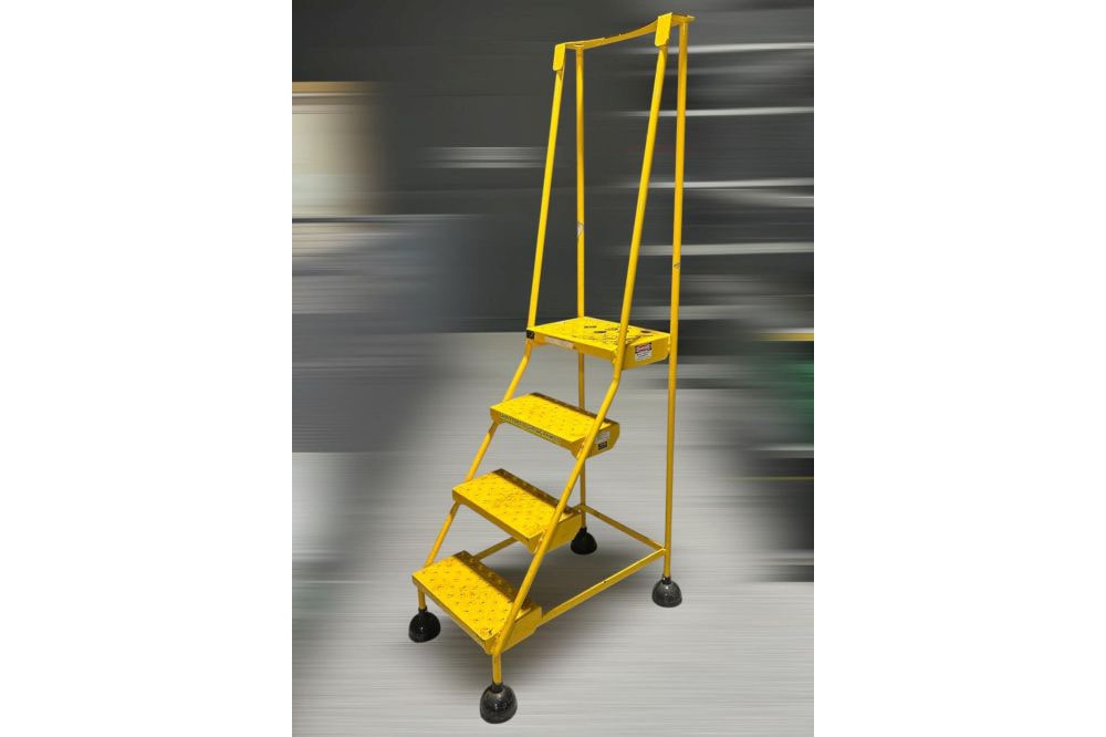 Used Yellow 3-Step Rolling Ladder for Sale | ASI Bargain Depot