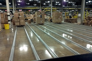 Used Dual Wheel Staggered Pallet Flow Rails